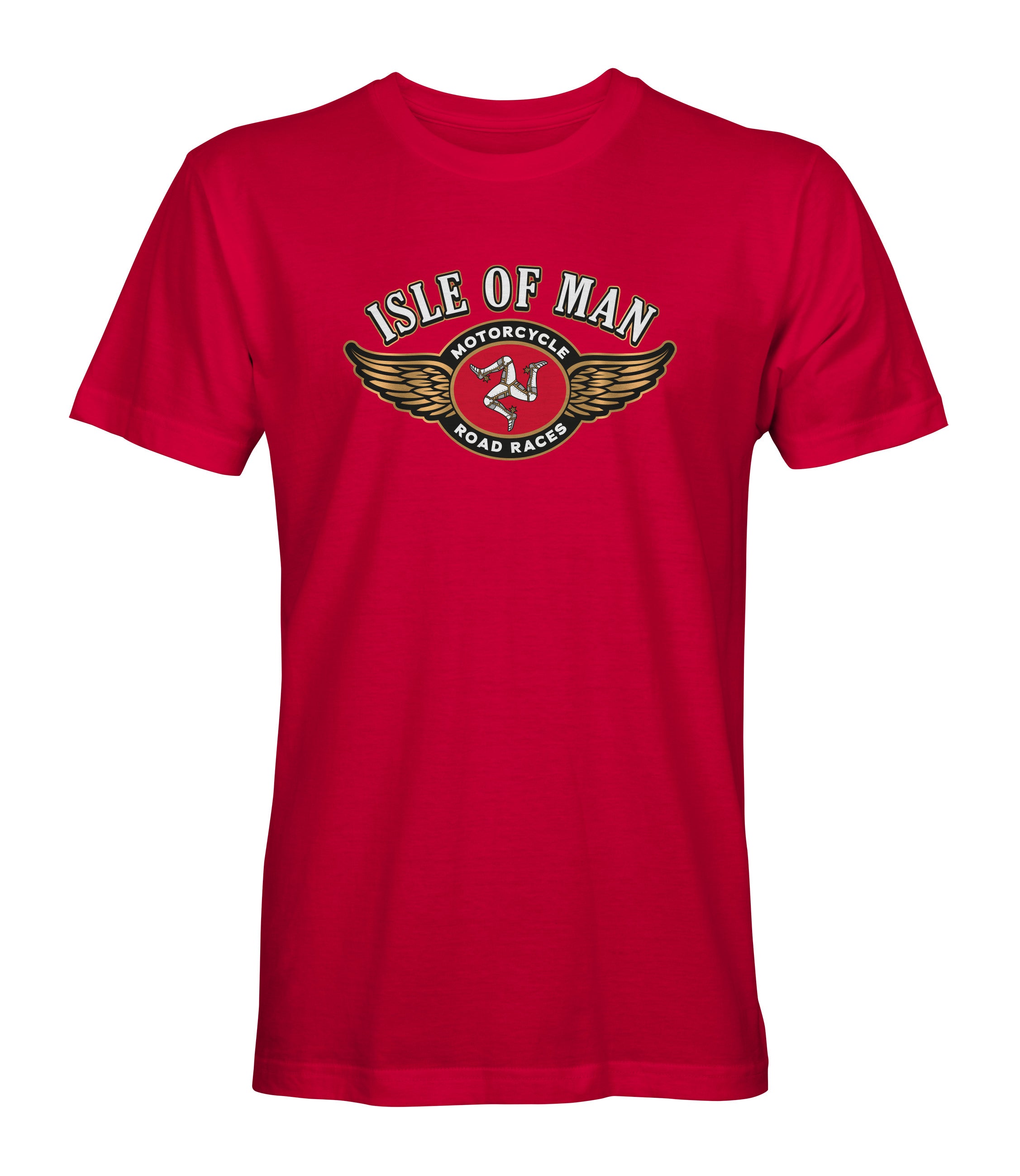 Isle of Man Motorcycle Road Races - Wing Design Tee-shirt in Red ...