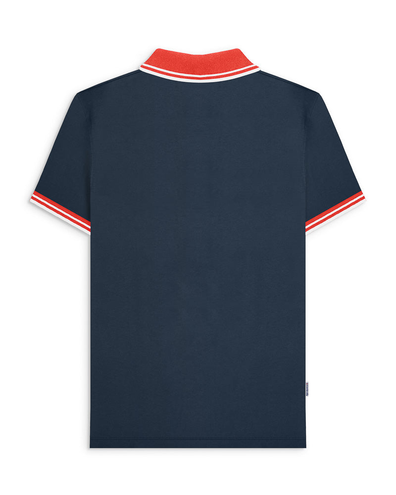 Lambretta Contrast Tipped Premium Polo Navy-Red – FunnyBoneTees